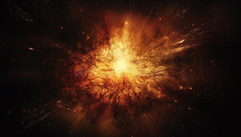 The Fiery Explosion Ignites the Abstract Night Sky Backdrop Generated ...