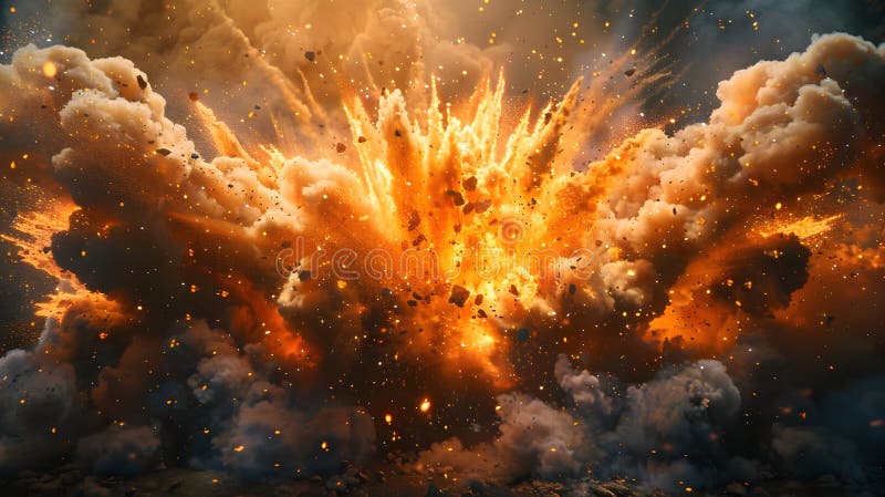 Fiery Explosion Illustration: Dynamic 3D Render Stock Illustration ...