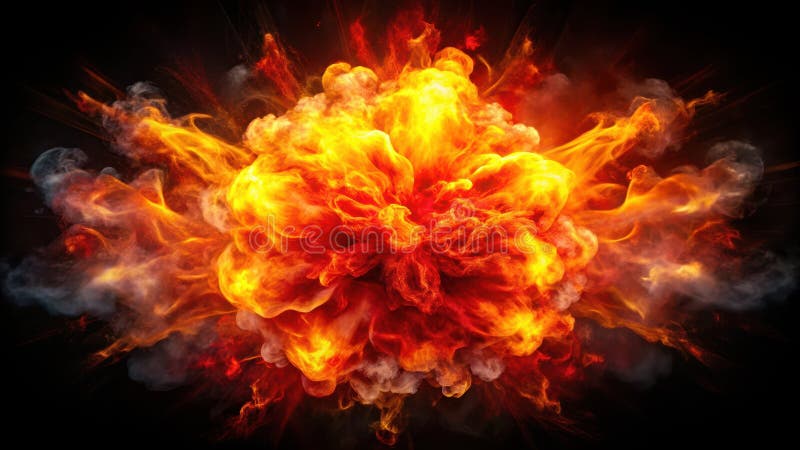 Fiery Explosion, Intense Energy Burst, Incandescent Particles, Dynamic ...