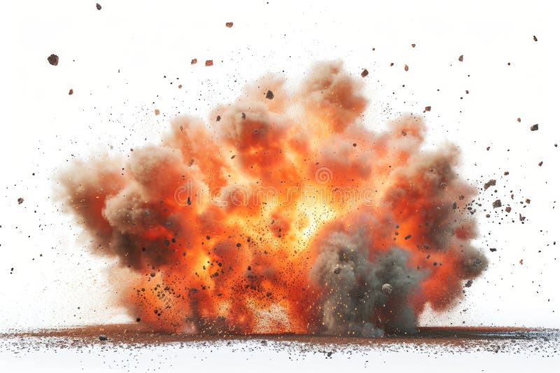 A Fiery Explosion with Intense Orange Flames and Billowing Smoke Clouds ...