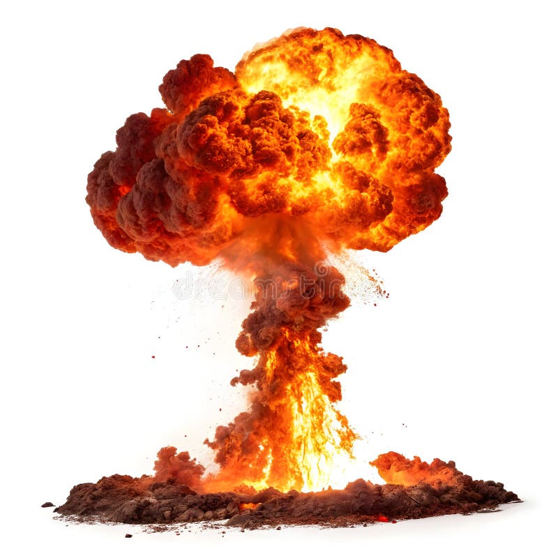 Fiery Explosion Isolated on White Stock Illustration - Illustration of ...