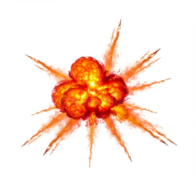 Fiery Explosion Isolated Red Orange Burst Dramatic Fireball Background ...
