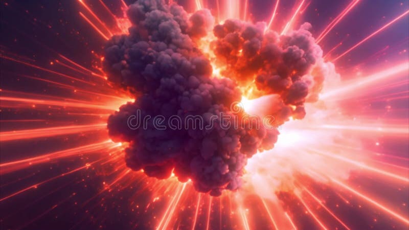 Fiery Explosion with Light Rays Stock Video - Video of fiery, force ...