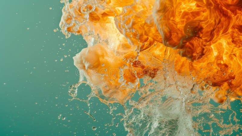 Fiery Explosion Merging with Water in a Dynamic Scene Stock Image ...