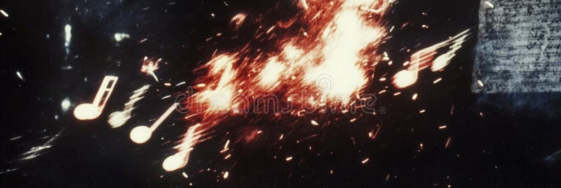 Fiery Explosion of Music Notes Illuminating the Night Stock ...