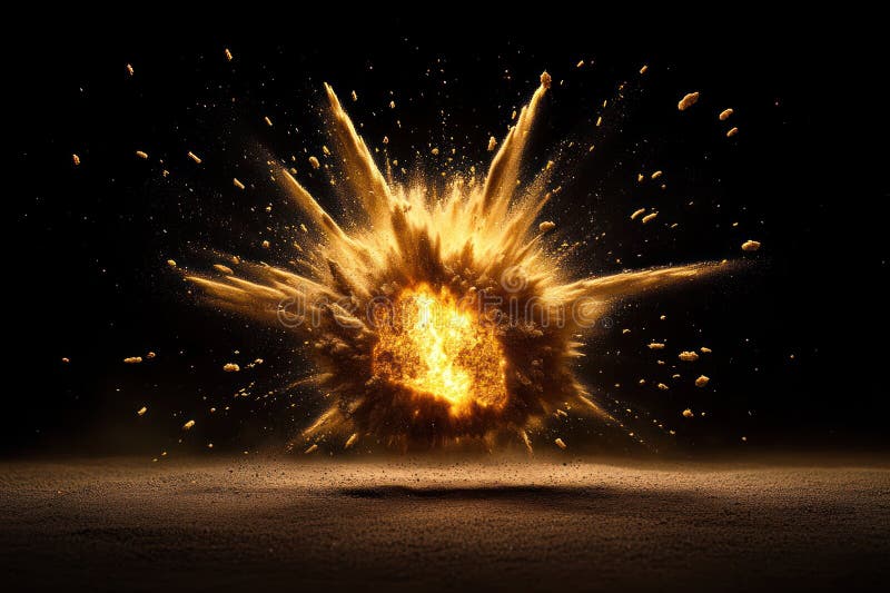 Fiery Explosion in the Night Sky, Creating a Vibrant Fireball of Light ...