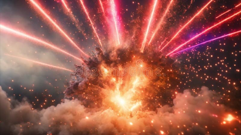 Fiery Explosion with Exploding Firework Trails Stock Footage - Video of ...