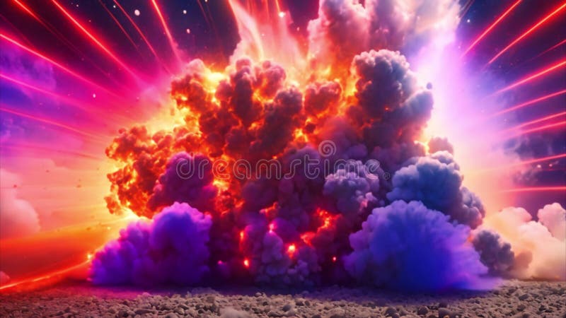 Fiery Explosion with Radiant Lights Stock Video - Video of universe ...