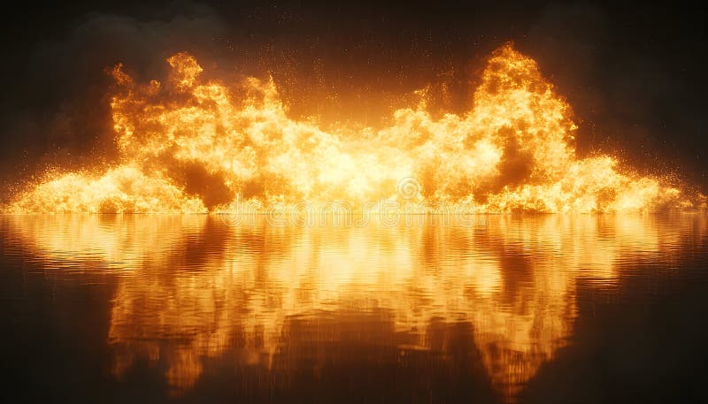 Fiery explosion reflection stock illustration. Illustration of heat ...