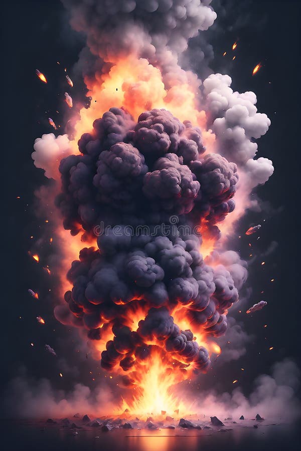 A Fiery Explosion Releasing Smoke and Intense Heat. No People Stock ...