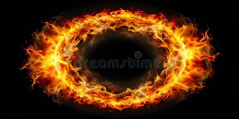 Fiery Explosion Ring on Black Background AI-Generated Content Stock ...
