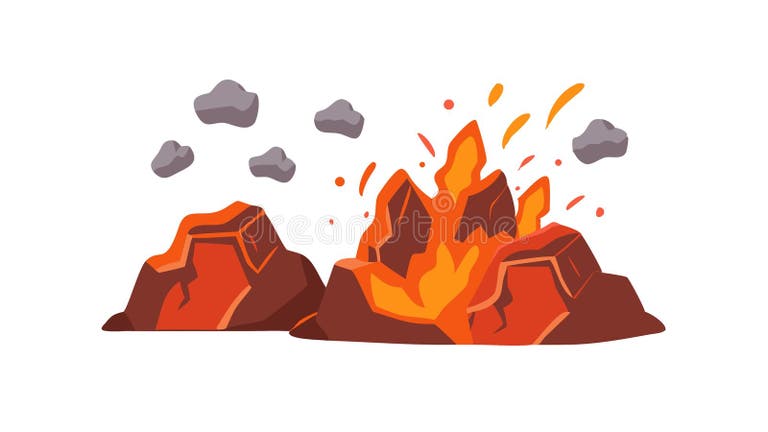 Fiery Explosion of Rocks and Debris Vector Illustration, Vector Design ...