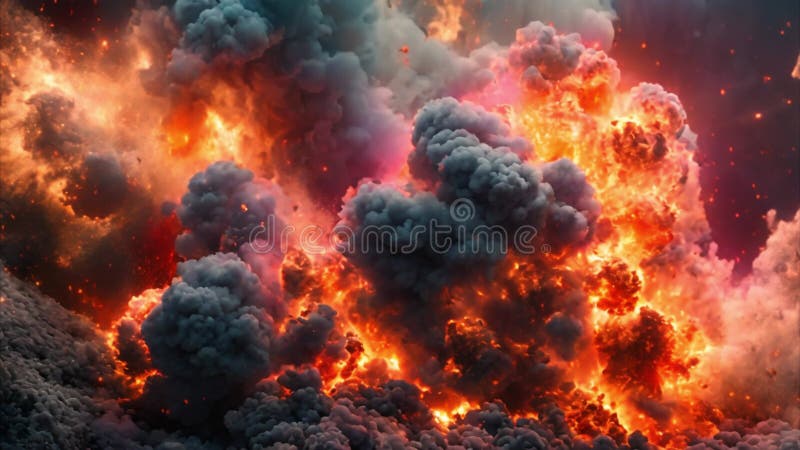 Fiery Explosion in the Sky stock footage. Video of orange - 336006212