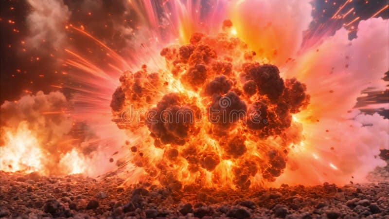 Fiery Explosion in the Sky stock footage. Video of force - 336007788