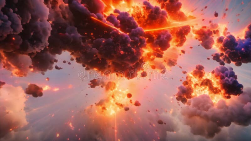 Fiery Explosion in the Sky stock footage. Video of dramatic - 336013678