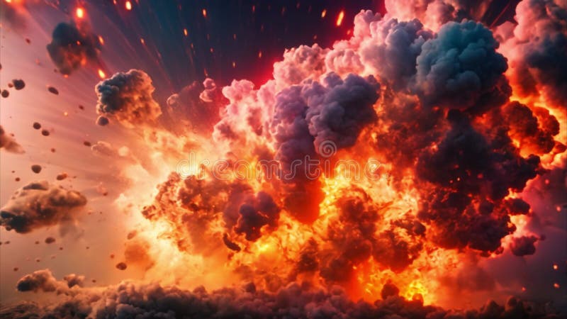 Fiery Explosion in the Sky stock video. Video of bright - 336015725