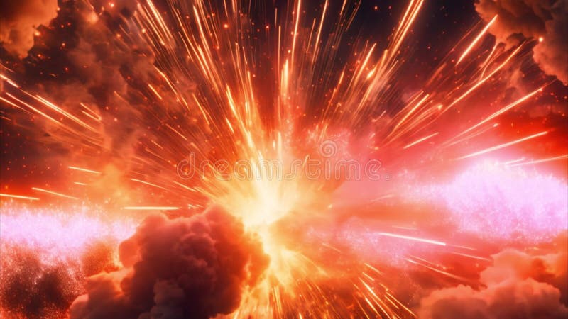 Fiery Explosion in the Sky stock footage. Video of fireworks - 336009524