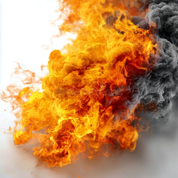 Fiery Explosion with Smoke on a Bright Background Render Stock ...