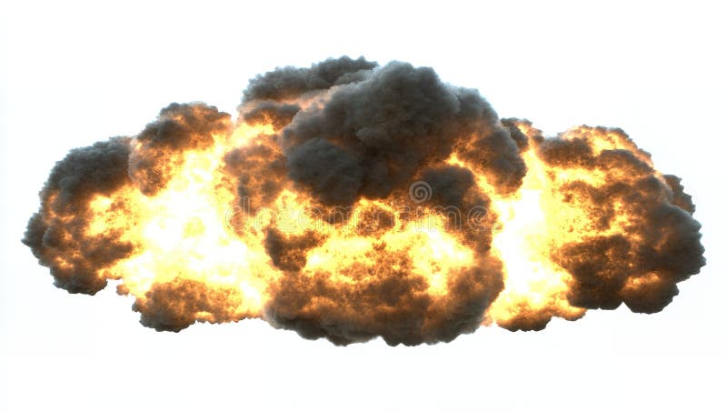 Fiery Explosion Smoke Cloud Isolated on White Background Stock Image ...