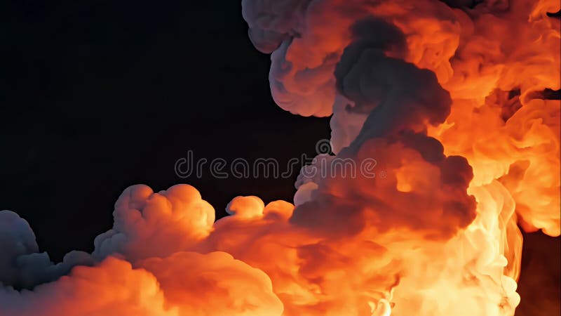 Fiery Explosion with Smoke Clouds Rolling Outward Stock Footage - Video ...