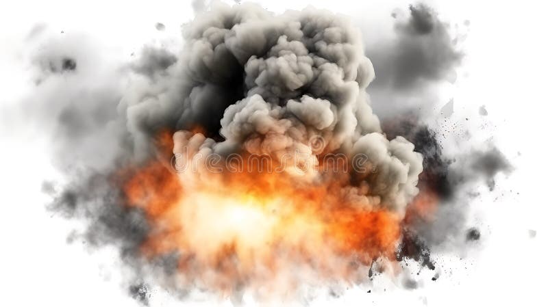 Fiery Explosion with Smoke and Debris Cloud Stock Illustration ...