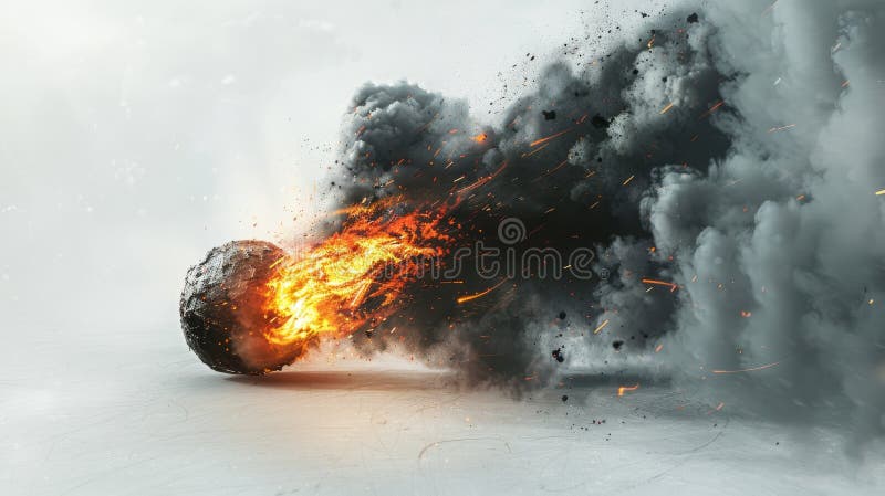 Fiery Explosion with Smoke and Debris in a Dynamic Display of Energy ...