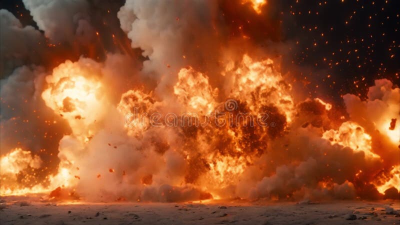 Fiery Explosion with Smoke and Debris Stock Video - Video of power ...