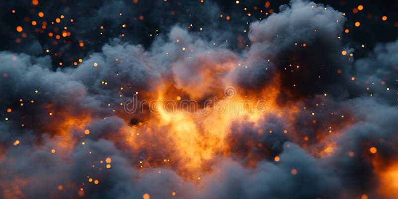 Fiery Explosion with Smoke and Embers Dramatic Background Image Stock ...