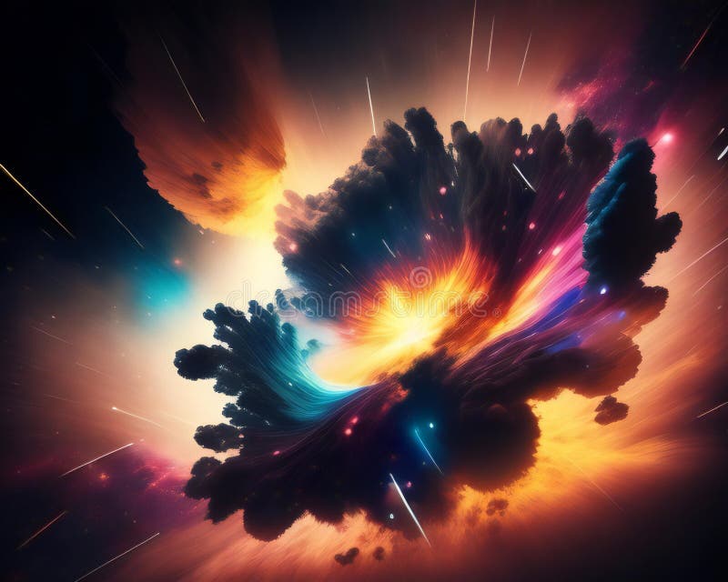 Fiery Explosion in Space, Abstract Background, Generative Ai Stock ...
