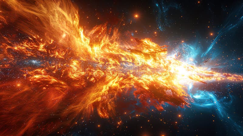 Planet and fiery supernova stock illustration. Illustration of distance ...