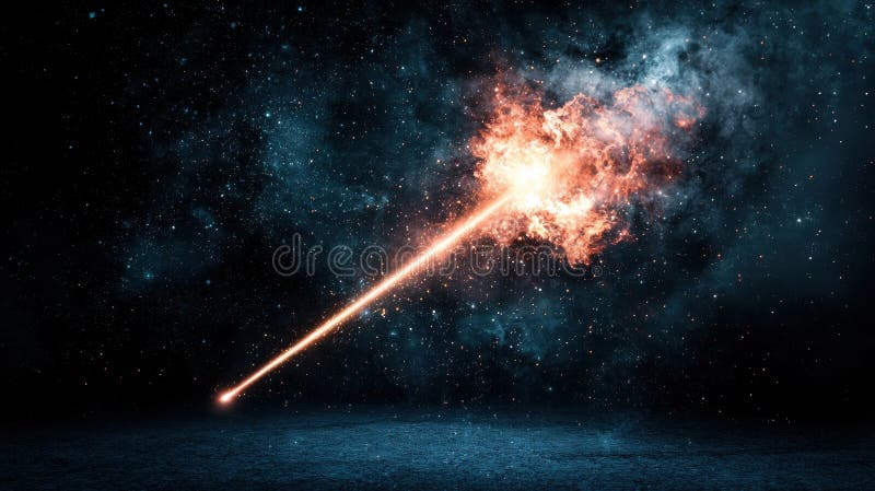 Fiery Explosion Space Bright Orange Yellow Fireball White Cloud Smoke ...