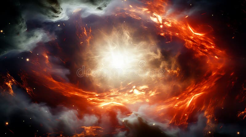 Fiery Explosion in Space, Computer Generated Abstract Background Stock ...