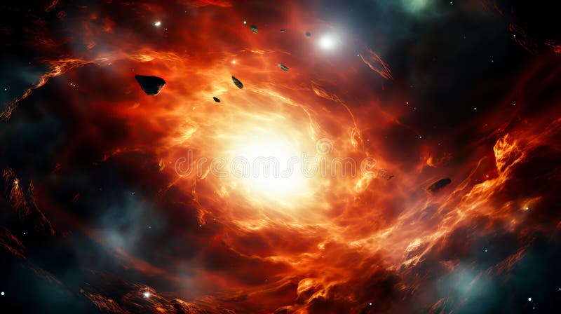 Fiery Explosion in Space, Computer Generated Abstract Background Stock ...