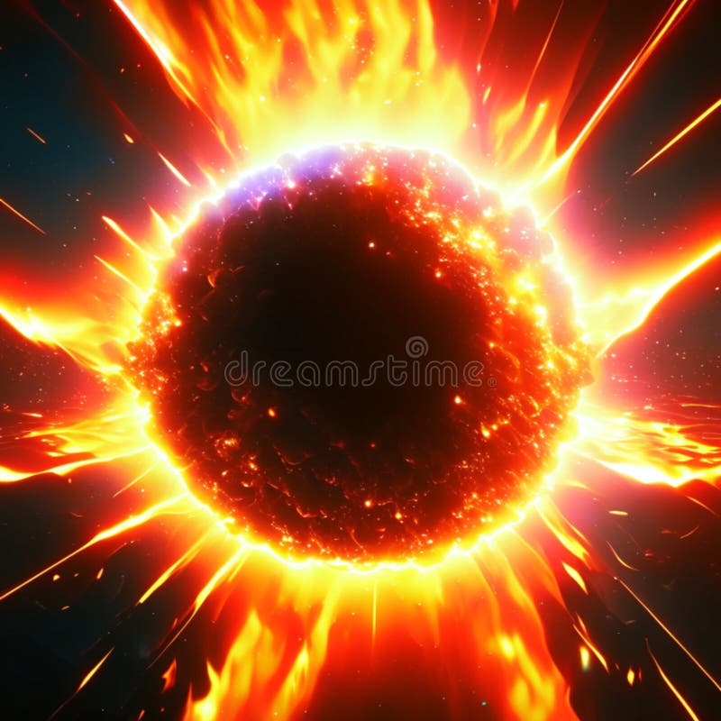 Fiery Explosion in Space. 3d Rendering, 3d Illustration Stock ...