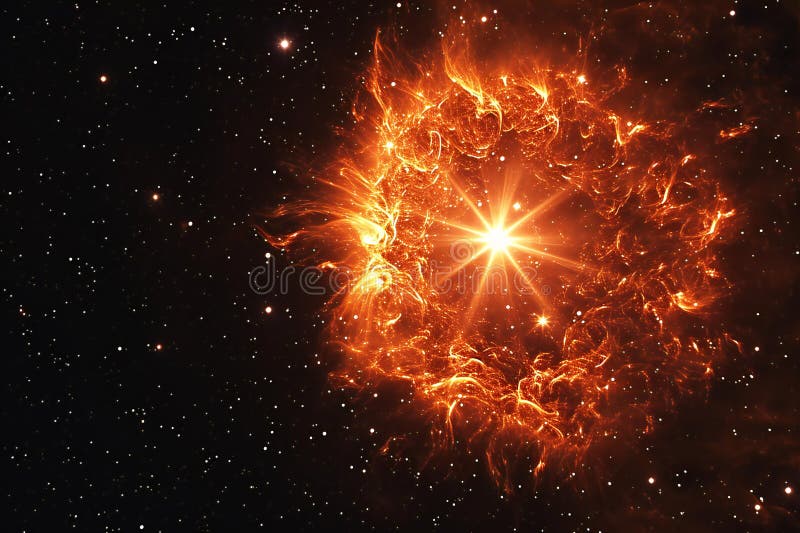 Fiery explosion in space, stock illustration. Illustration of fire ...