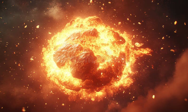 Fiery Explosion Space Large Rock Center Stock Photos - Free & Royalty ...