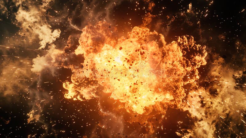 A Fiery Explosion in Space with a Lot of Debris Stock Illustration ...