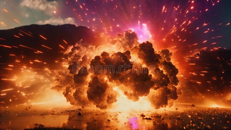 Fiery Explosion with Sparks and Smoke Stock Video - Video of ...