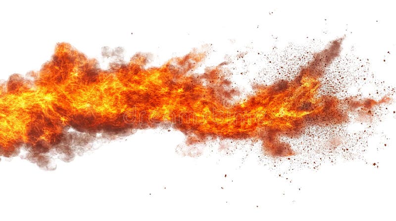 Fiery Explosion Stream Isolated on White Stock Illustration ...
