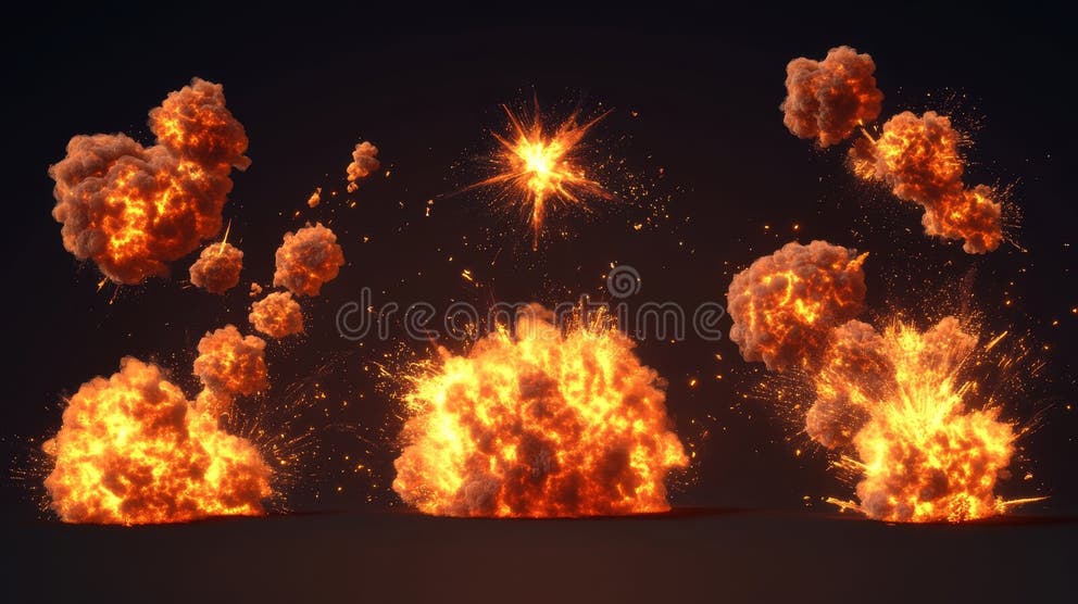 Fiery Explosions 3D Render, Smoke, Fire, VFX, Animation, 8k ,explosion ...