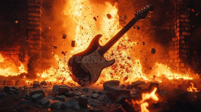Fiery and Explosive Electric Guitar Performance with Flames, Fire, and ...
