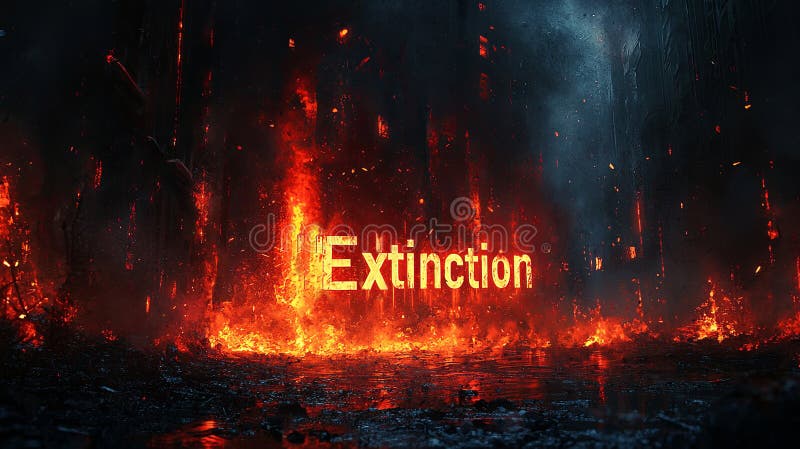 Fiery Extinction Lettering in Dramatic Apocalyptic Landscape Stock ...