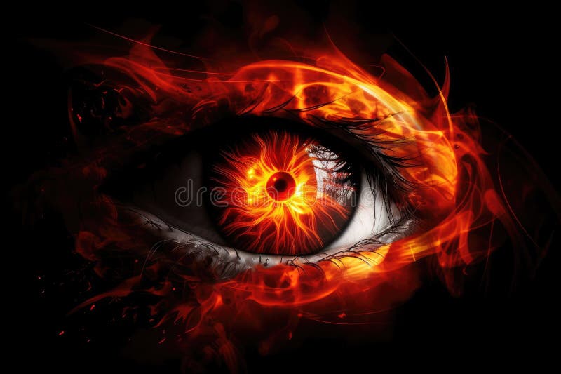 Fiery Eye, Burning with Rage and Vengeance Stock Illustration ...