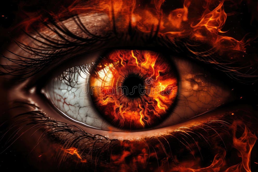 Fiery Eye, Burning with Rage and Vengeance Stock Illustration ...