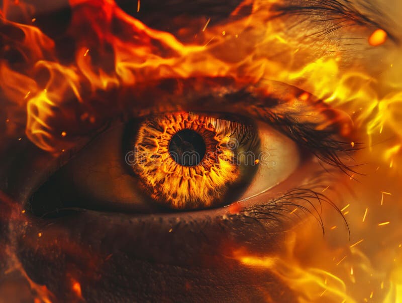 Fiery Eye Close-Up stock photo. Image of human, fantasy - 318475650