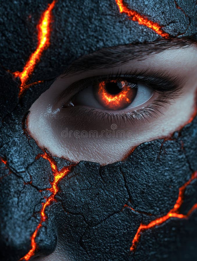Fiery Eye of a Powerful Entity Stock Illustration - Illustration of ...