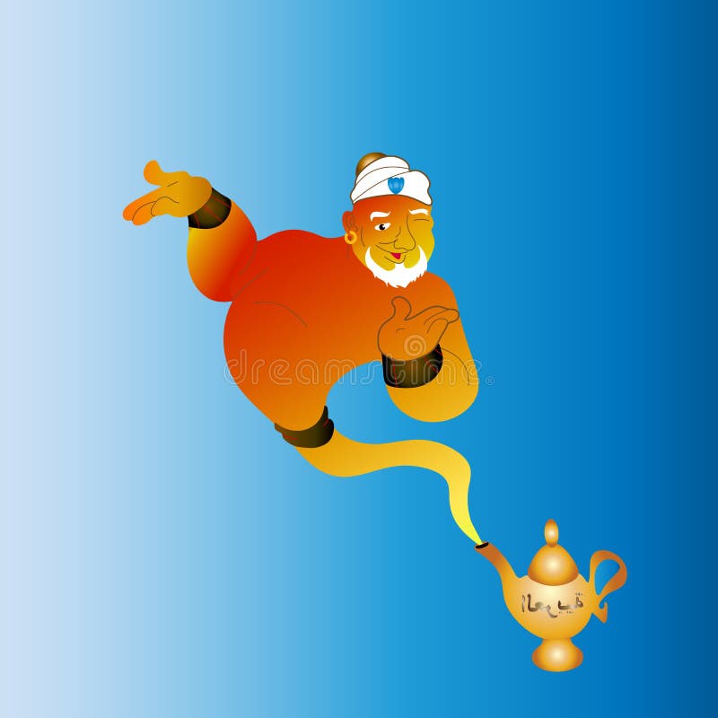 The Fiery Fantastic Genie from a Magic Lamp Stock Vector - Illustration ...