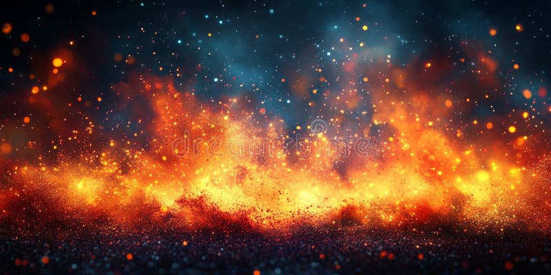 Fiery Fantasy Explosion Abstract Glowing Embers and Sparks Dance ...