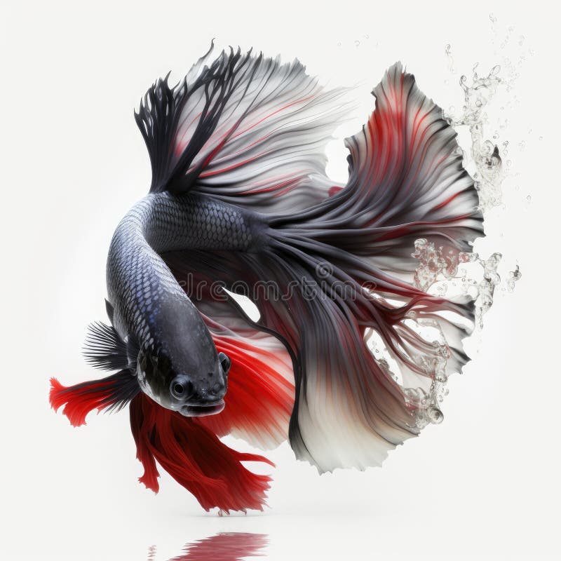 Fiery Fighter Fish on White Background for Aquarium Enthusiasts. Stock ...