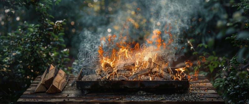 Fiery Fire Pit Burning Bright Stock Photo - Image of dark, fire: 318955742